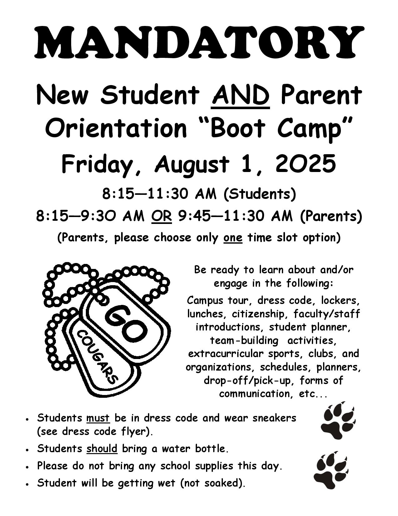 New Student Boot Camp
